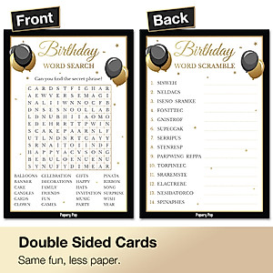 Birthday Party Games - Set of 4 Games for 30 Guests - Double Sided Cards - Birthday Party Supplies for Adults