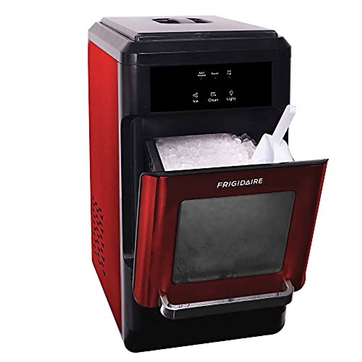 FRIGIDAIRE EFIC237 Countertop Crunchy Chewable Nugget Ice Maker, 44lbs per Day, Red Stainless