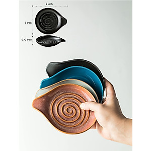 Cormomu Spoon Rest, Porcelain Drip Tray for Multiple Utensils, Cooking&Large Spoon Holder for Stove Top, Modern Farmhouse Kitchen Decor Utensil Holder for Spoons, Ladles, Tongs&Spatula, Black