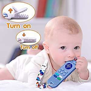 Scuwtocn 2 Pack Silicone Baby Teething Toys, Remote Control Shape Teething Toys for Babies 6-12 Months, BPA Free Baby Teethers Relief Soothe Toys, Baby Chewing Toys for Toddlers - Pink & Blue