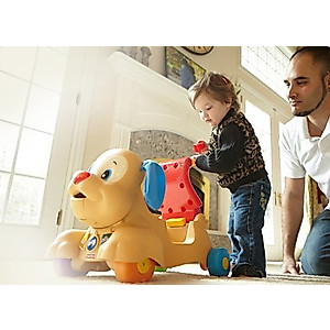 Fisher-Price Baby & Toddler Toy Laugh & Learn Stride-to-Ride Puppy Walker & Ride-On with Music Lights & Blocks for Infants Ages 9+ Months