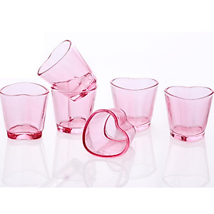 Srgeilzati Heart Shot Glasses Set, Pink Shot Glass Cute For Bar Cart Accessories 1.5oz