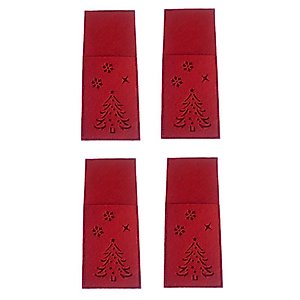 Ochine 4Pcs Christmas Cutlery Holders, Christmas Tree Snowflake Pattern Silverware Holders, Xmas Hat Tableware Cutlery Bags Christmas Pocket Knifes Forks Holders Dinnerware Christmas Decorations