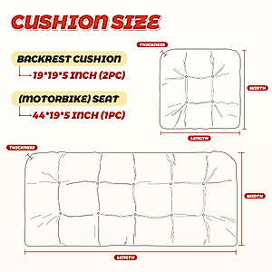 Outdoor Wicker Patio Furniture Cushions 3 Piece Set Tufted Waterproof Settee Cushion All-Weather Durable Fluffy Wicker Chair Pads Single Piping with Ties Garden Loveseat Chair Pillow (44x19x5, Gray)