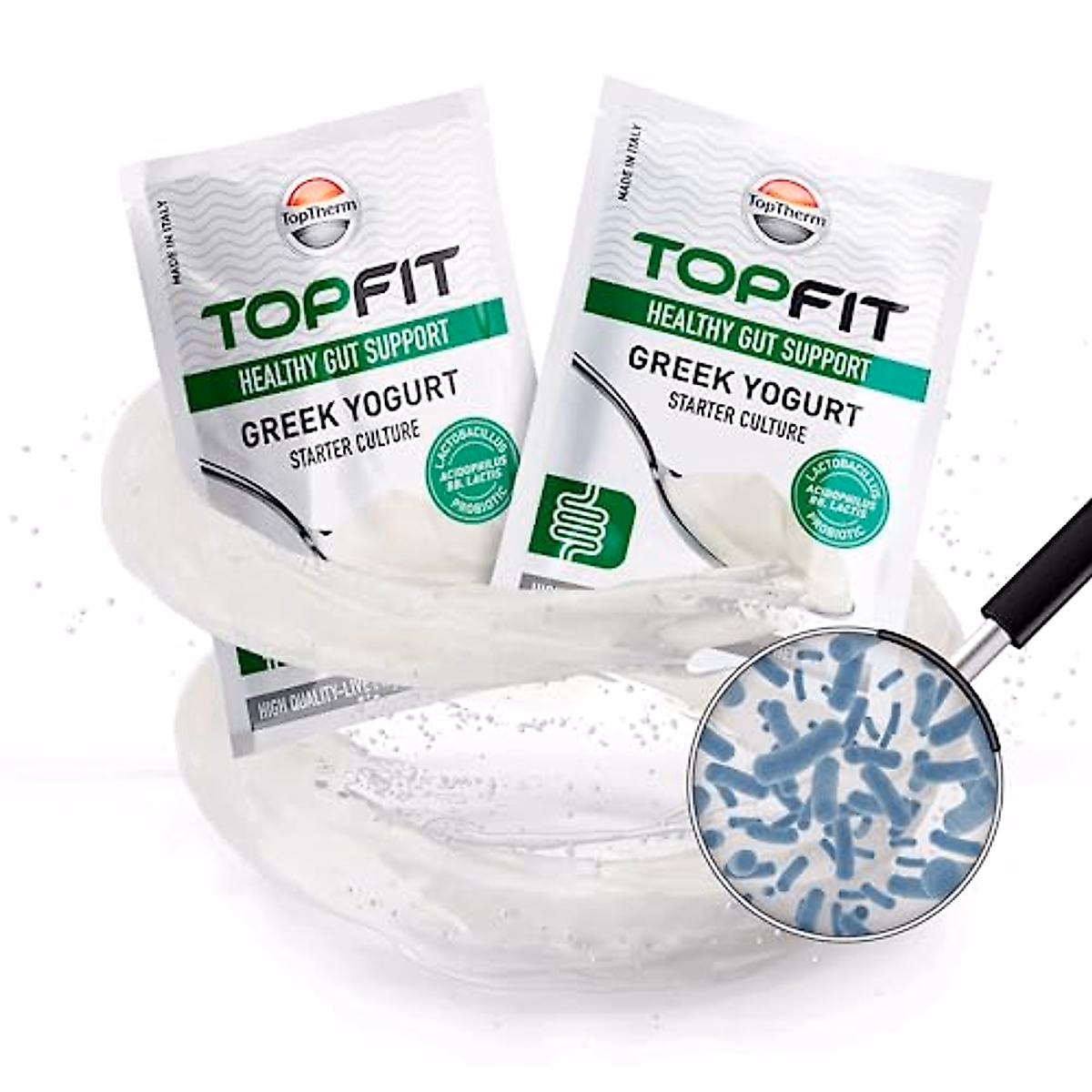 TopTherm Yogurt Starter |Gut Health Probiotic Yogurt Culture Support |DIY Homemade Plain or Greek Yogurt |Dairy Free Yogurt |Non-GMO |No Added Sugar |Works with Any Yogurt Maker - 2 Pack - Makes 2 Qts