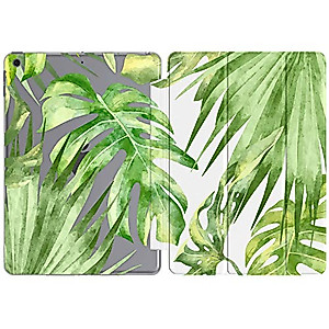 Vonna Case for Apple iPad Air 5th 2022 4th 2020 Gen 3th 10.2 12.9 Pro 11 10.5 9.7 Mini 6 5 4 3 2 1 Magnetic Closure Design Print Palm Leaf Slim Tropic Stand Watercolor Monstera Green Leaves vm252