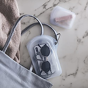 Stasher Silicone Reusable Storage Bag, Go Bag (Clear) | Food Meal Prep Storage Container | Lunch, Travel, Makeup, Gym Bag | Freezer, Oven, Microwave, Dishwasher Safe, Leakproof