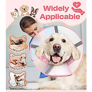 Soft Dog Cone Collar, Breathable Dog Cones for Large Medium Small Dogs, Comfortable Elizabethan Collar for Dogs After Surgery, Adjustable Dog Recovery E-Collars to Stop Licking