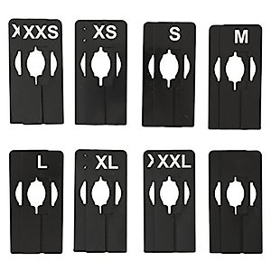 NAHANCO QSDBWKIT3, Black Rectangular Clothing Size Dividers with White Print for XXS-XXL, 1 Blank, Kit of 16 (7 Sizes and 1 Blank, 2 of Each)