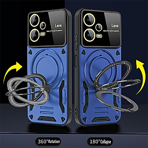 Ephoou Case for Xiaomi Redmi Note 12 Pro 5G with Ring Kickstand, Lens All-Inclusive Protection New Large Window Shockproof Anti-Scratch Cover Case for Redmi Note 12 Pro 5G/ Poco X5 Pro YD-Black