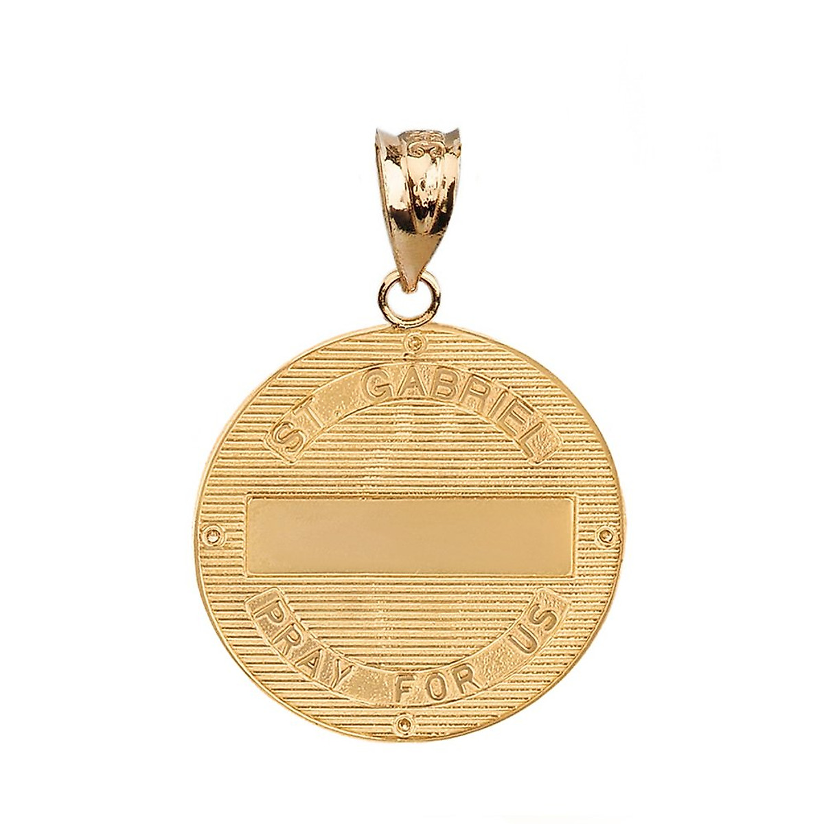 Solid 14k Gold Saint Gabriel The Archangel Diamond Round Medal Pendant (1.15")