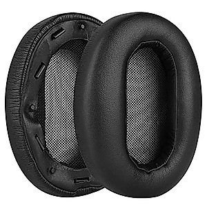 Geekria QuickFit Replacement Ear Pads for Sony MDR-1AM2, MDR-1AM2/B Headphones Ear Cushions, Headset Earpads, Ear Cups Repair Parts (Black/Plastic Ring)