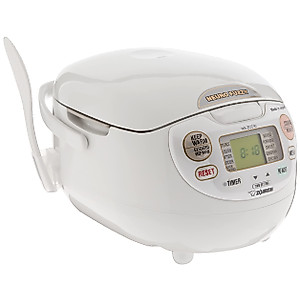 Zojirushi Micom Water Boiler and Warmer, 169 oz/5.0 L, White & NS-ZCC10 Neuro Fuzzy Rice Cooker, 5.5-Cup, White
