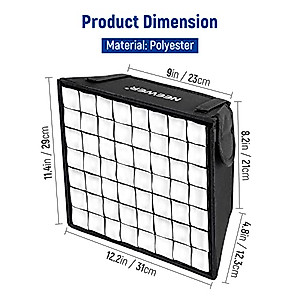 NEEWER 12.2” x 11.4” Foldable Softbox Diffuser with Grid and Bag for NEEWER NL660/SNL660/RGB660/SNL530 LED Video Light Panel, Ideal for Photo Video Studio Portrait Photography, YouTube Video Lighting