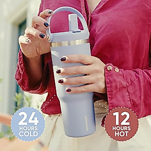 Hydrapeak Nomad 32 oz Tumbler with Handle and Straw Lid, Leakproof, Double Insulated, 32oz Cup, Stainless Steel | Agave Blue