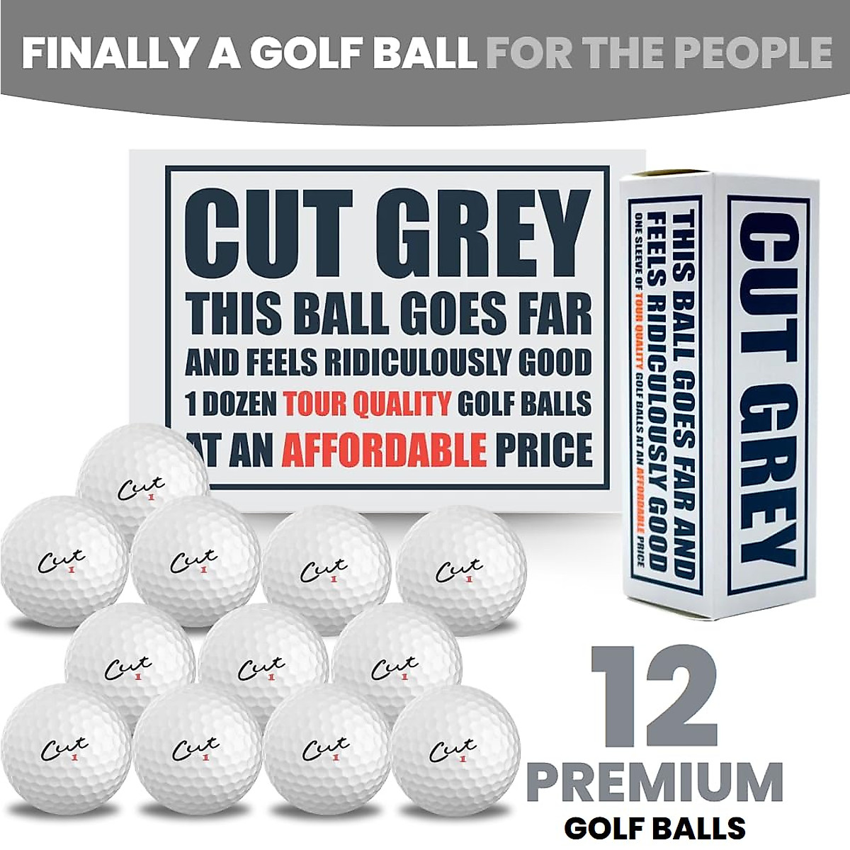 Cut Golf Cut Grey Golf Balls, White