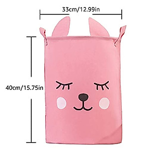Ghopy 2Pcs Laundry Basket Foldable Bag Cute Dirty Clothes Hamper Collapsible Storage with Handle Canvas Toy box, Bathroom/Dorm/College/Nursery/Girls/Boy/Kids/Baby Washing Organizer, Room Decor/Bedroom