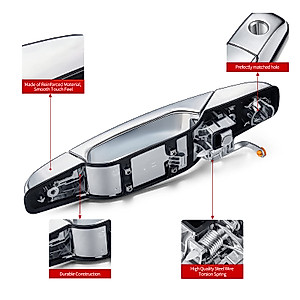 This Hill Exterior Chrome Door Handle,Front Left Driver Side Compatible with 2007-2014 Silverado Suburban Avalanche Tahoe GMC Sierra Yukon Cadillac Escalade-Replaces#20828258 22738721 25960525 80546