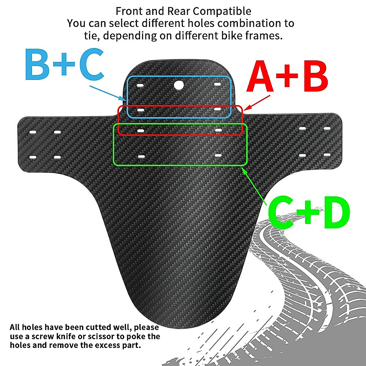 Dogagroom Mountian Bike Fender 2 Pcs, Front and Rear Bicycle Fender, Mountain Bike Mudguards Set, MTB Mud Guard, Folding Bicycle Mud Guards, Waterproof Bike Fenders, Fits 650B 20" 27.5" 29" (Black)