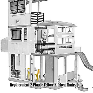 Replacement Parts for Barbie Dreamhouse Playset - GRG93 ~ Barbie Doll Size Plastic Yellow Kitchen Chairs ~ Set of 2