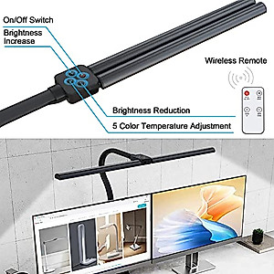 Anyuainiya Double Head LED Desk Lamp, 80CM/31.5IN Wide Lighting Architect Desk Lamps for Home Office, 24W 5 Color Flexible Adjustable Lighting Eye Protection Modern Desk Lamp for Study Reading