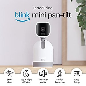Blink Mini Pan-Tilt Camera | Rotating indoor plug-in smart security camera, two-way audio, HD video, motion detection, Works with Alexa (White)