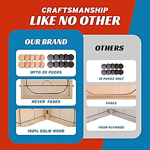 Crazy Games Fun Games XL Sling Puck Table Board Game I 24" Open 12" Closed Wooden Family Indoor Two Player, Table Games For Family - Top Hockey for Adults & Kids, Competitive Parties So Puck It Is Fun