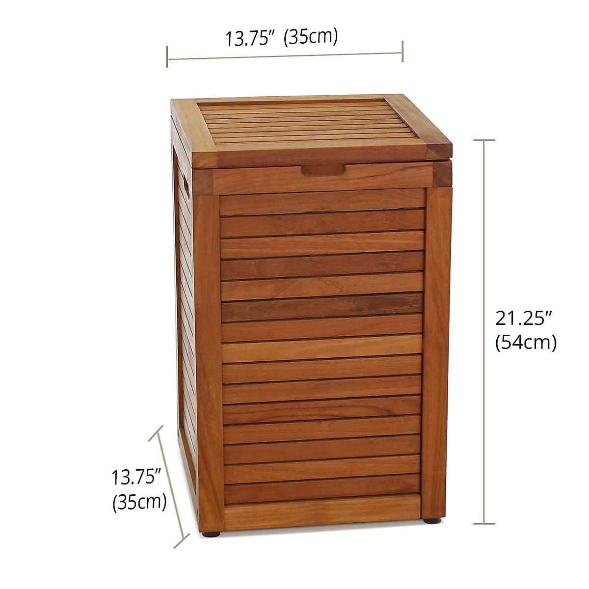 Medium Teak Laundry Hamper, or Indoor Outdoor Storage Bin