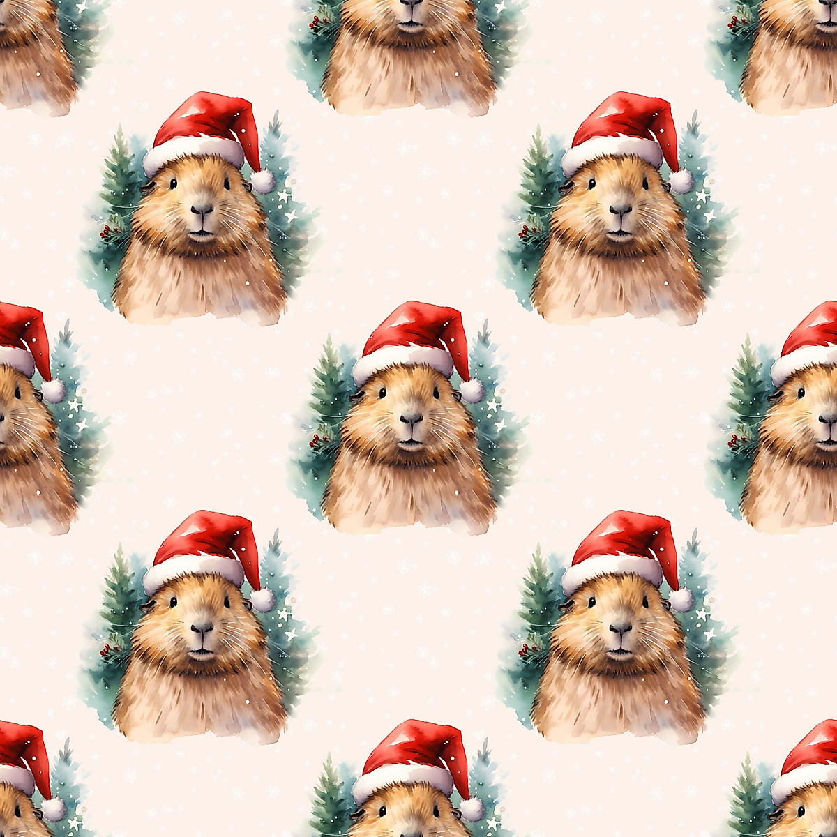 Watercolor Hamster Gerbil Guinea Pig Xmas Gift Wrap Premium Thick Wrapping Paper Capybara Animal Theme Merry Christmas Rodent Party Decor (6 foot x 30 inch roll)