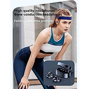 Ear-Clip Bone Conduction Headphones Bluetooth 5.3, Painless Wireless Open Ear Clip on Headphone,Waterproof Mini Sport Running Earring Earphone, Noise Cancelling/HiFi Quality/Long Battery Life