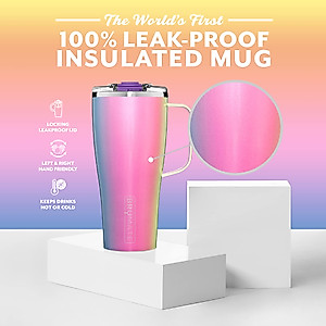 BrüMate Toddy XL - 32oz 100% Leak Proof Insulated Coffee Mug with Handle & Lid - Stainless Steel Coffee Travel Mug - Double Walled Coffee Cup (Glitter Rainbow)