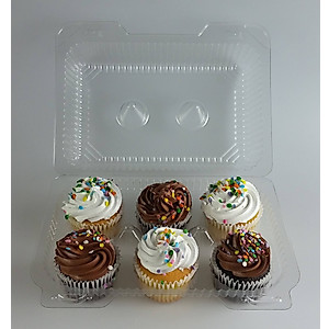 case of 50 6 Cupcake Boxes 6 cupcake containers plastic disposable 6 Pack Cupcake Containers 6 compartment cupcake containers half dozen cupcake containers 6 count 6 cupcake holder