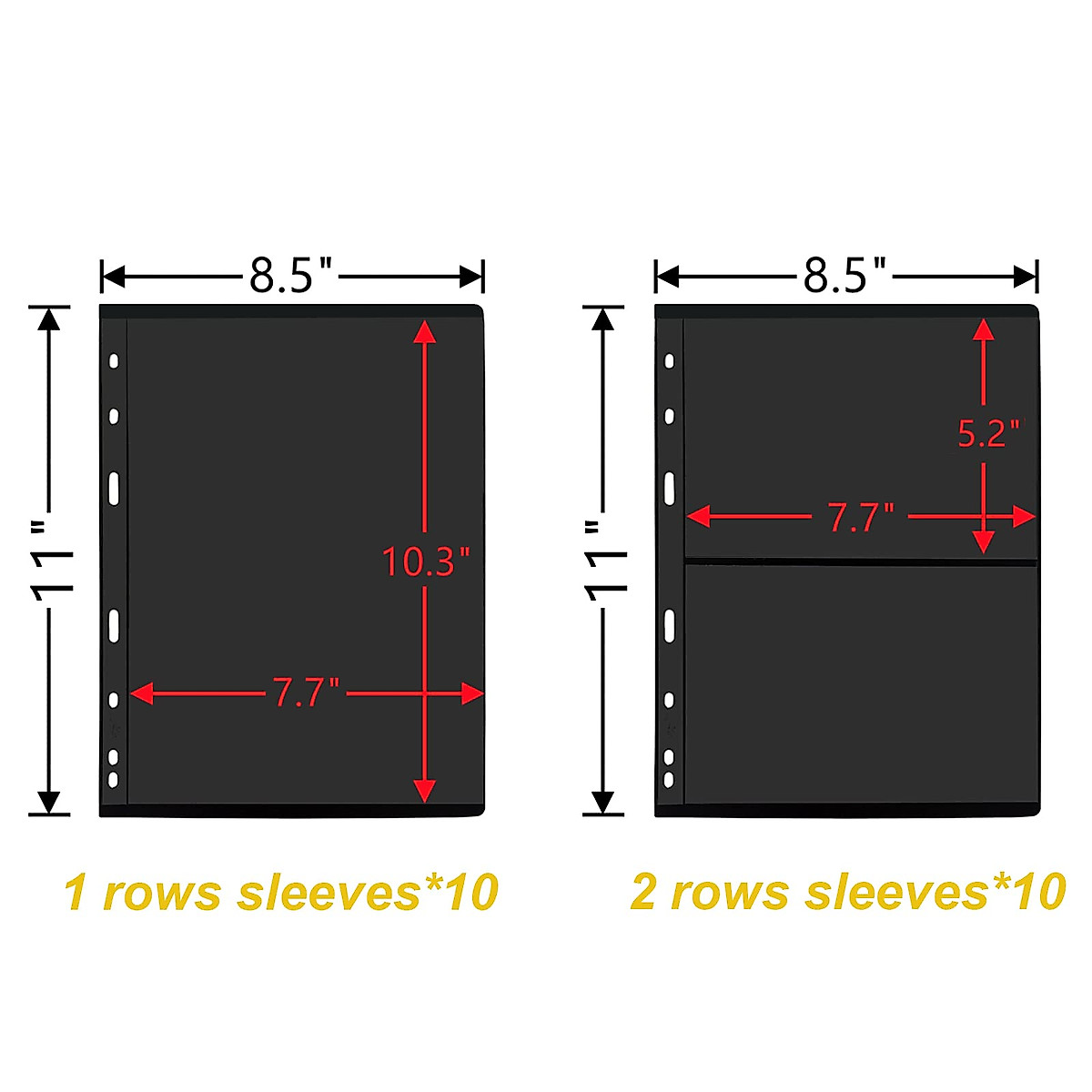 MUQING Stamp collecting storage supplies, 20 Sheets Stamp Pages Sleeves for Stamp Album Binder, Toughness Not easy to creak (1 and 2 Rows)