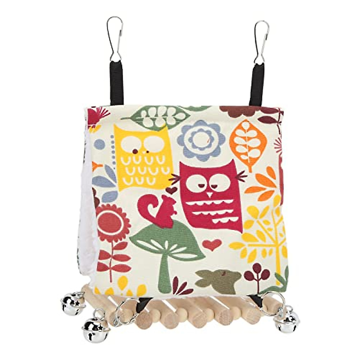 Yuehuamech Bird Nest Parrot Hammock Hanging Cage Tent Winter Warm Parrot Cage Swing Cave House Bed Hut Tent for Parakeet Cockatiels Budgies Cockatoo Canary (Colorful Forest)