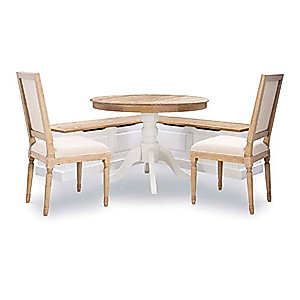 Riverbay Furniture 18" High Transitional Backless Wood Corner Kitchen Breakfast Nook Bench, with Hidden Storage, in White & Natural Finish