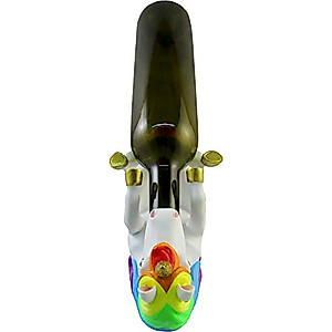 World of Wonders Rainbow Unicorn Decorative Wine Bottle Holder | Unicorn Bottle Holder Animal Wine Holder | Pride Unicorn Tabletop Wine Rack | Fantasy Themed Gifts - 11"