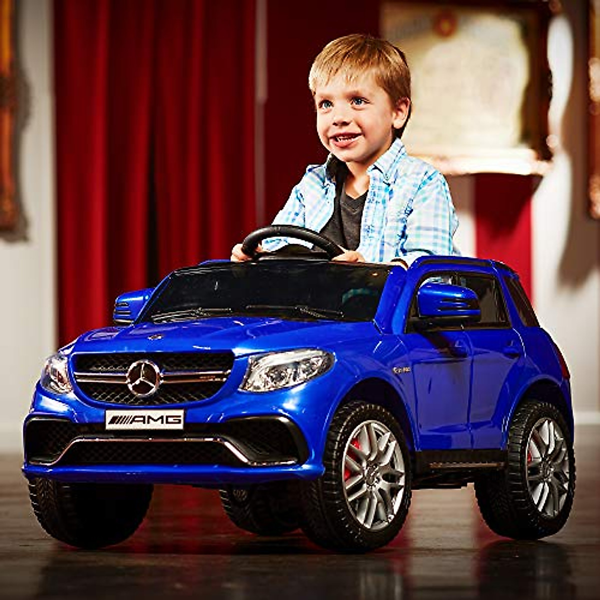 Huffy Mercedes-Benz GLE 63 Kids Electric Battery Powered Ride On Car W/ Lights, Sounds & MP3 Player, Royal Blue (17548P)