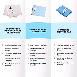 Extra Large Moist Heating Pad with Auto Shut Off for Cramps and Back Pain by ThermoRelief - Extra Hot Medical Grade Digital Electric Pad – King Size (26" x 14") Ivory