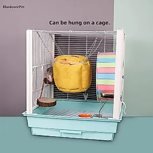 Rat Bed, Sugar Glider Hammock, Rat Bed for Cage, Guinea Pig Hanging Basket Warm Bed, Sugar Glider Pouch Hanging Bed, Small Animals Removable Nest Mat for Hamster, Syrian Hamster (Yellow)