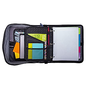 Case-it The Dual 2-in-1 Zipper Binder - Two 1.5 Inch D-Rings - Includes Pencil Pouch - Multiple Pockets - 600 Sheet Capacity - Comes with Shoulder Strap -Dual-132, Blue