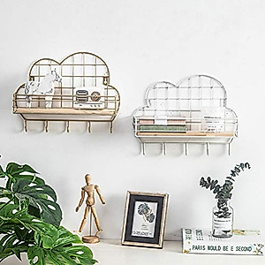 STOBOK Hanging Storage Shelves Cloud Shape Wall Hanging Storage Rack, Metal Wall Mount Organiser Floating Shelves Wall Mount Organiser Cloud Shelves Display Rack for Home Decor White