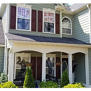 Angmart 2PCS Halloween Giant Bloody Window Posters Window Clings Party Decoration Haunted House Door Cover Creepy School Dormitory Window 60" x 60"