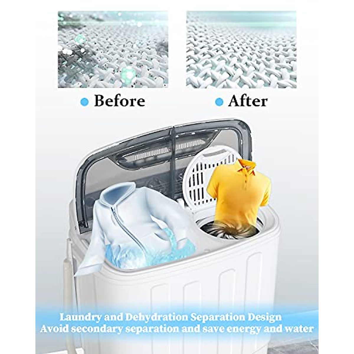 Cirstore Portable Washing Machine Double Bathtub 12.4 Lbs Compact Mini Washer and Dryer Combo with Timer Control,Clothes Washing Machine for Apartment Dorm RV Camping