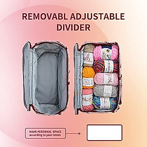 LOOEN Knitting Bag Large Size,Yarn Storage Organizer Tote Bag Holder Case Cuboid with Zipper Closure and Pocket for Knitting Needles Crochet Hooks Project Accessories,Easy to Carry