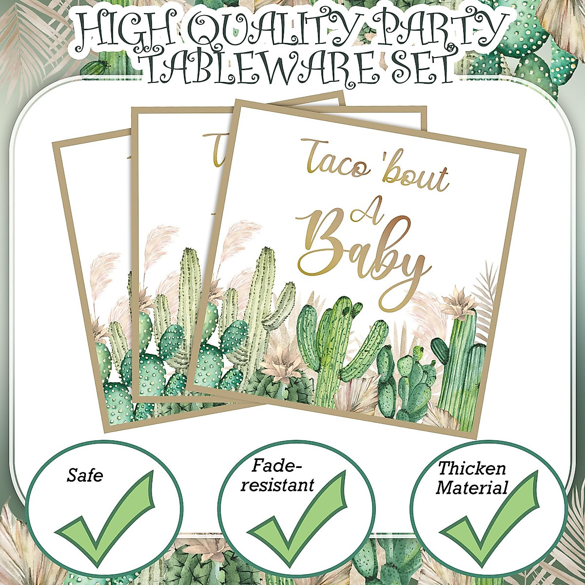 Sunnyray 96 Pieces Taco Baby Shower Plates and Napkins Taco Bout A Baby Baby Shower Party Supplies Dessert Plates Napkins Forks for 24 Guests