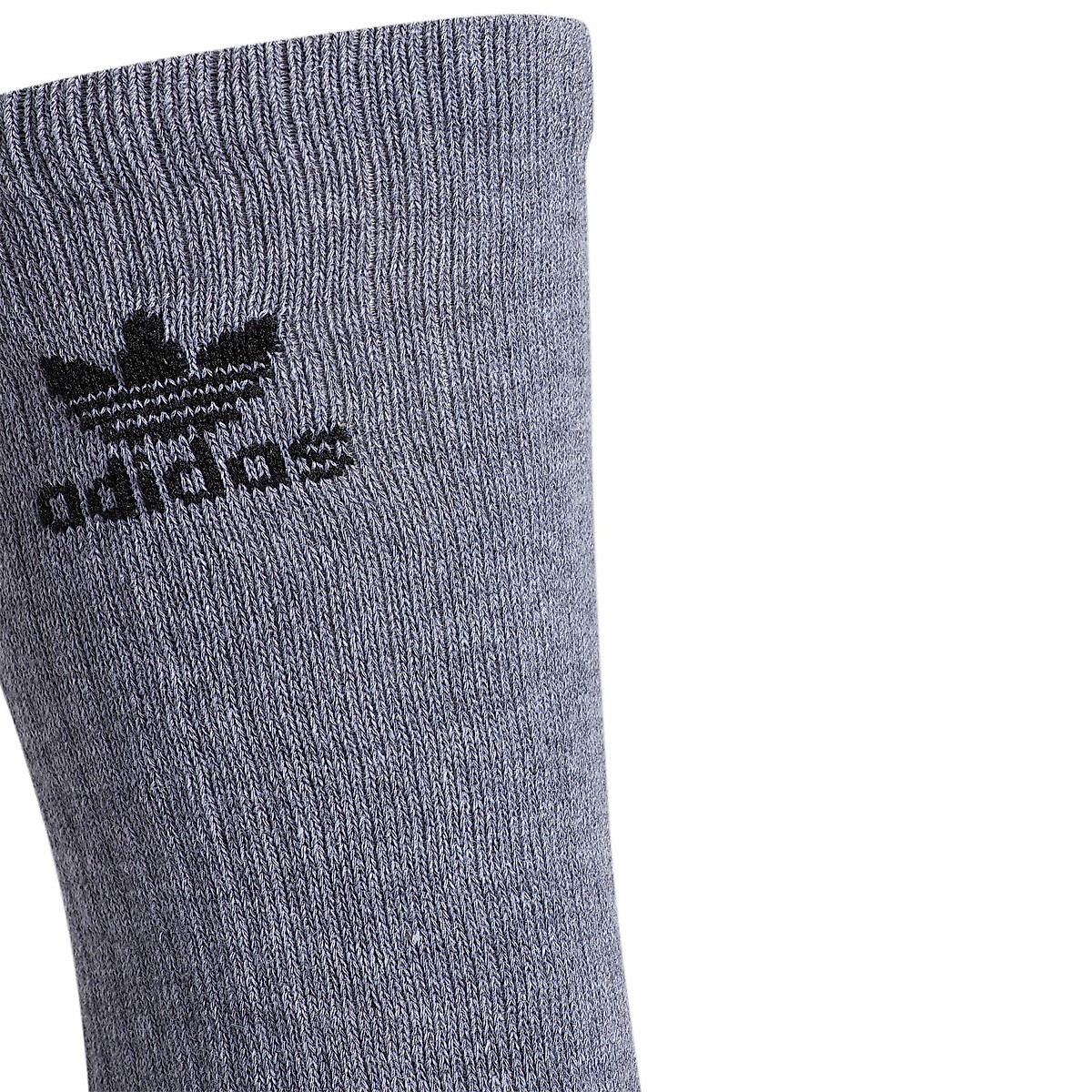 adidas Originals Trefoil Crew Socks (6-Pair), Heather Grey/Black/White, Large