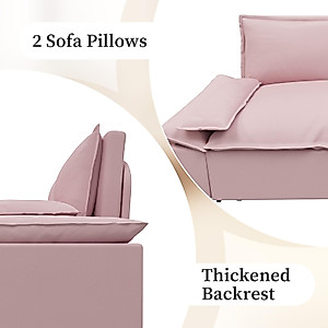 Rovibek 3 in 1 Convertible Sleeper Sofa Bed Queen Size Pull Out Couch Futon Loveseat Velvet Chaise Lounge 2 Seat for Living Room Apartment Small Space, Pink