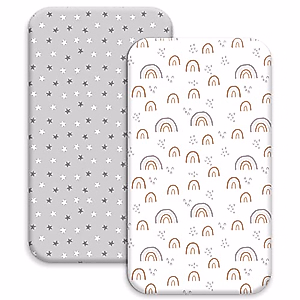 GLLQUEN BABY Crib Sheets for Boys Girls, Organic Fitted Crib Sheets Elastic Toddler Bed Crib Mattress Sheet Floral Pattern, Standard Safe Crib Sheets for Baby Unisex 52"x 28" x9"(Star)