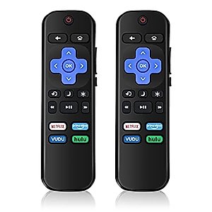 (Pack of 2) Universal TV Remote for Roku TV, Replacement for TCL Roku/Hisense Roku/Sharp Roku TV, Remote with Netflix/Prime Video/VUDU/hulu Buttons