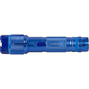 VIPERTEK VTS-T03 Aluminum Stun Gun for Self Defense Rechargeable with LED Flashlight, Blue